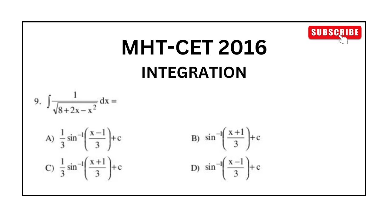 MHT CET | Integration | PYQ - YouTube