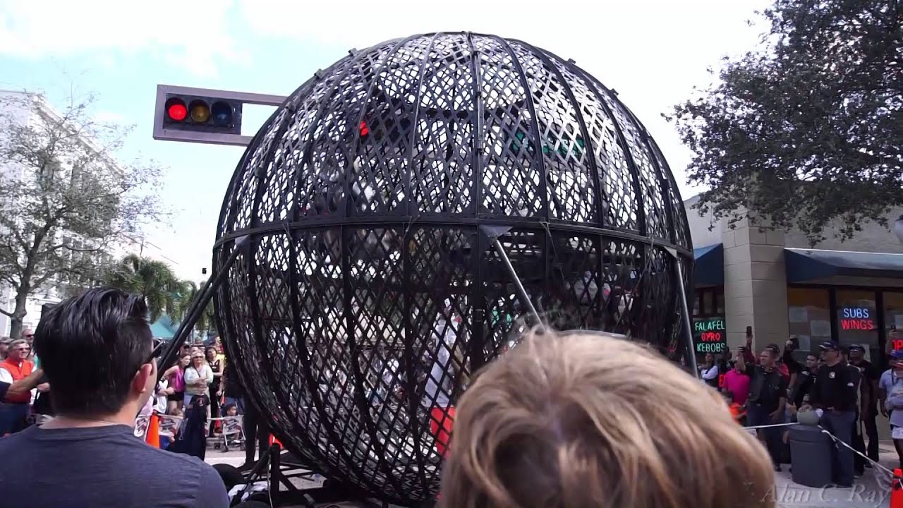 The Motorcycle Cage of Death with 3 Bikes & A Girl - YouTube