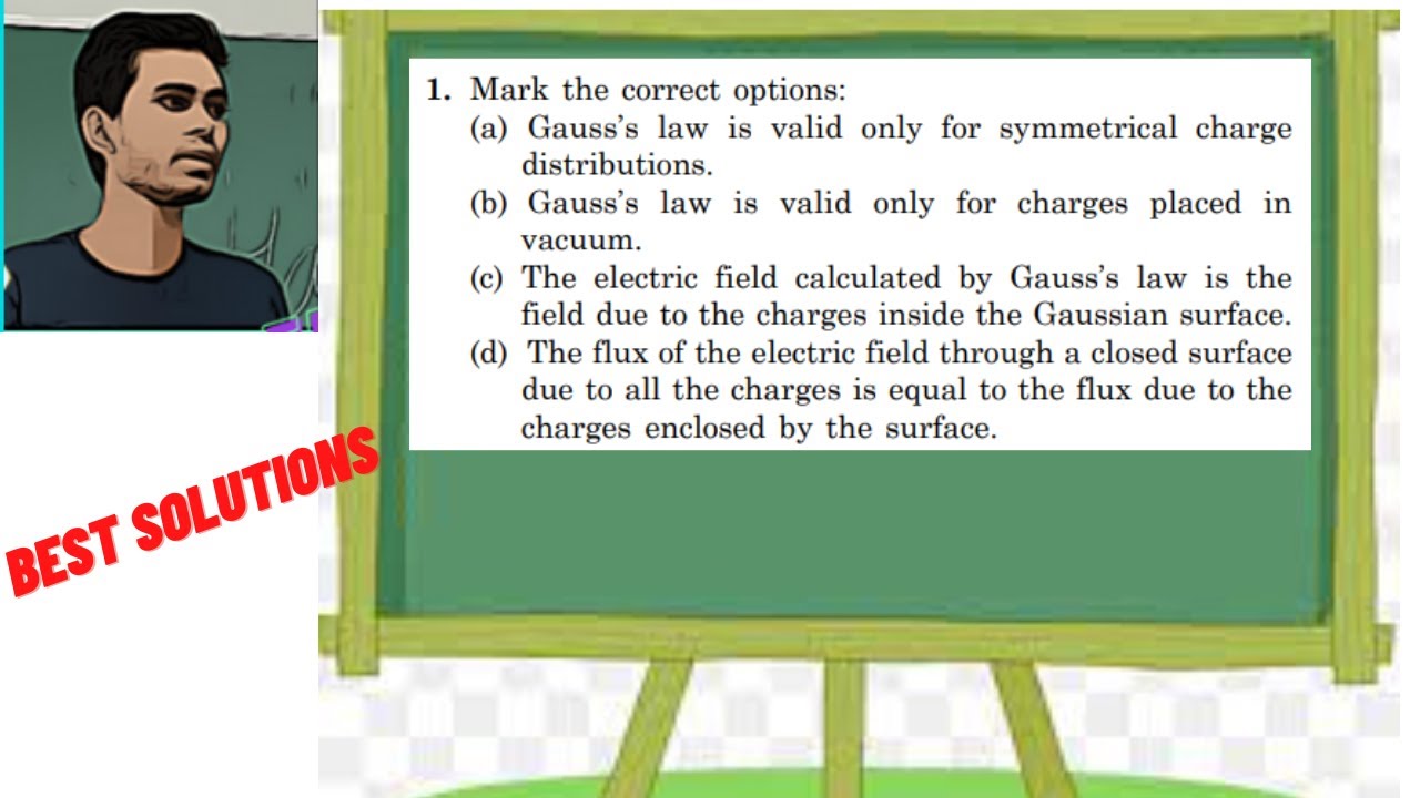 Mark the correct options: (a) Gauss’s law is valid only for symmetrical ...