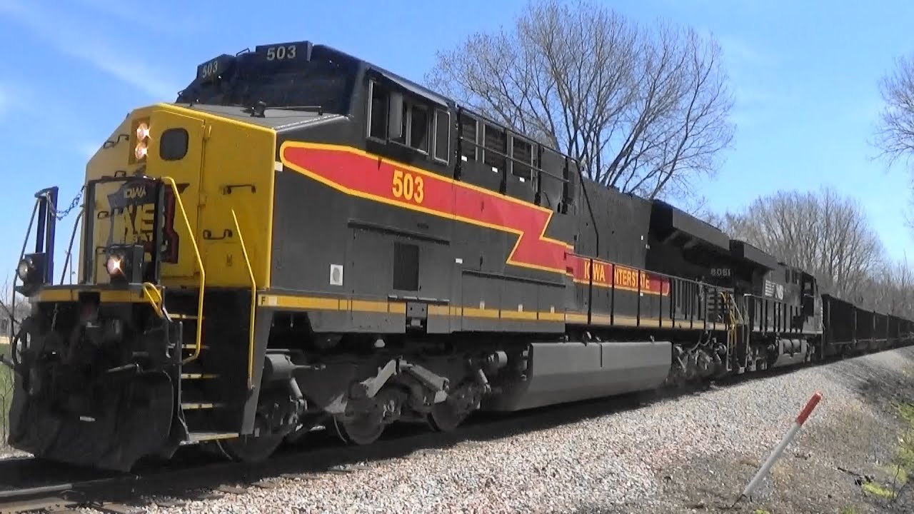 IAIS 503 with NS Power Leads Coal Train, Davenport, IA - YouTube