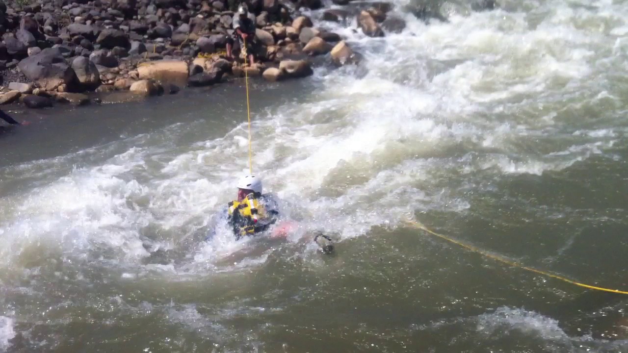 swiftwater rescue training- river crossing pendulum technique - YouTube