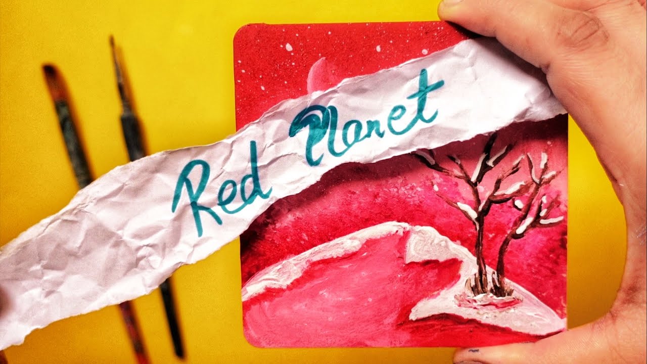 Snow in Red World Painting | Easy Acrylic Painting For Beginners ...