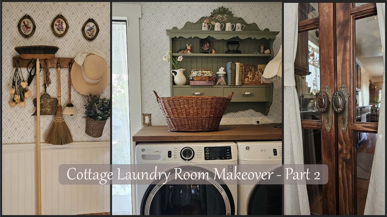 Laundry Room Makeover Part 2 | Cottage Transformation | DIY Countertop ...