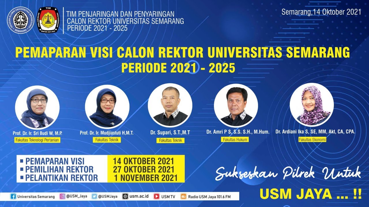 PEMAPARAN VISI MISI CALON REKTOR USM 2021-2025 - YouTube