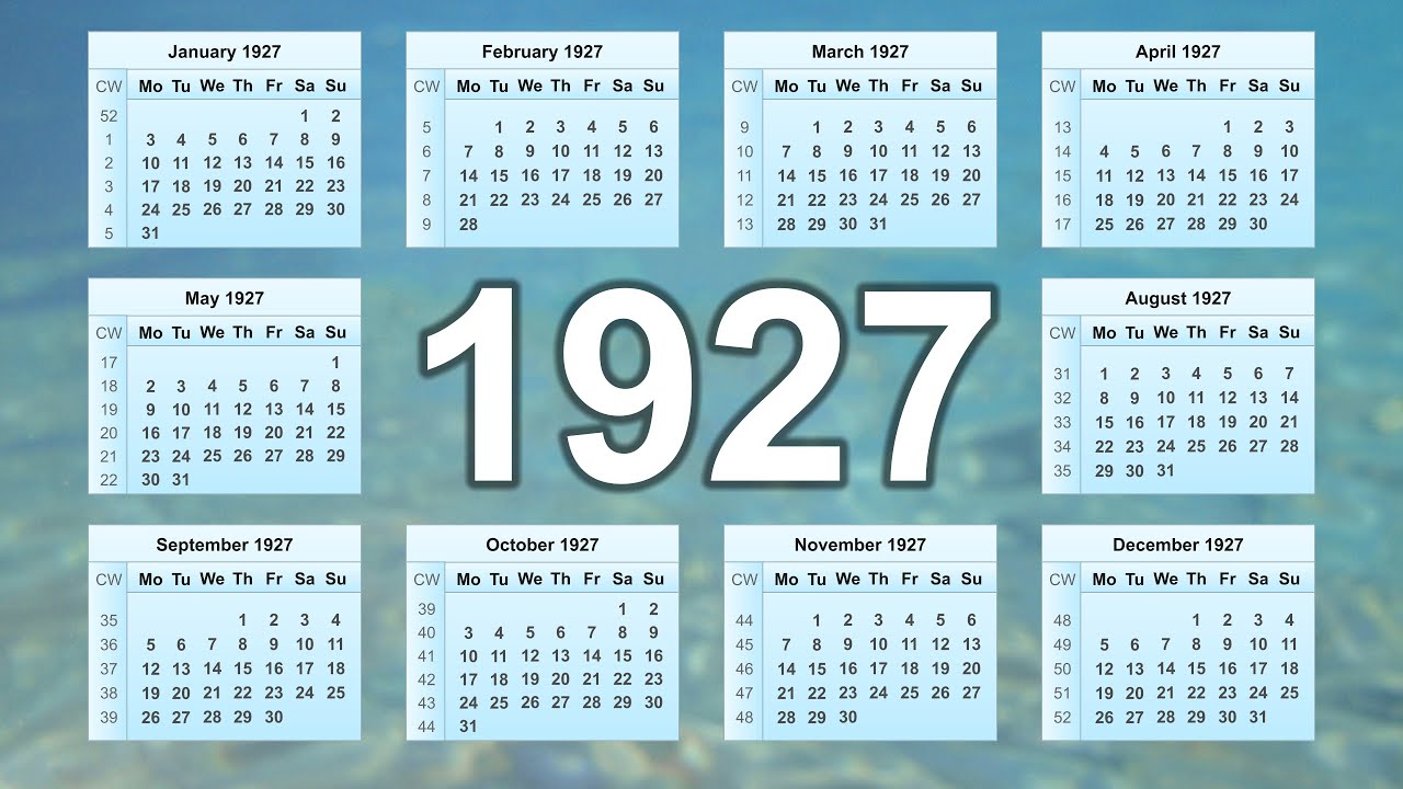 1927 Calendar - YouTube