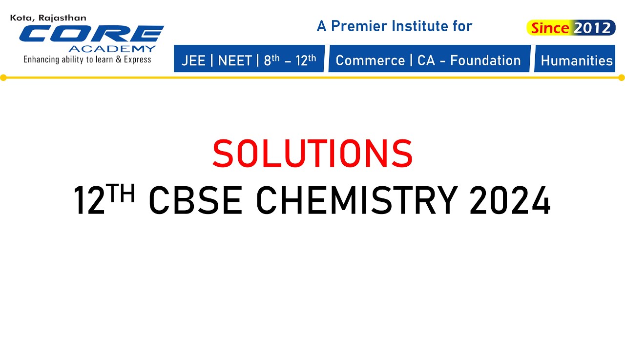 12th CBSE 2024 Chemistry Solutions | SET - 2 | CODE - 56/3/2 - YouTube