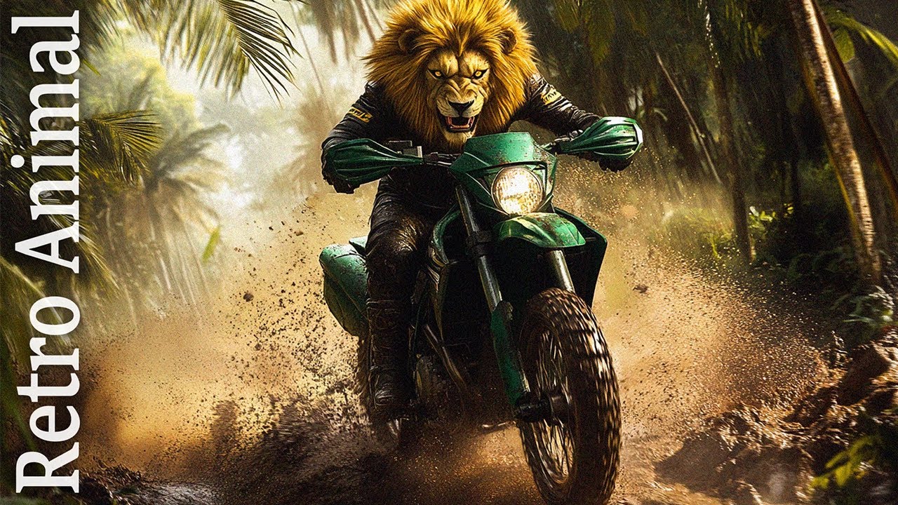 Lion’s Fury 🦁 Retro Motocross Vibes | Retro Animal - YouTube