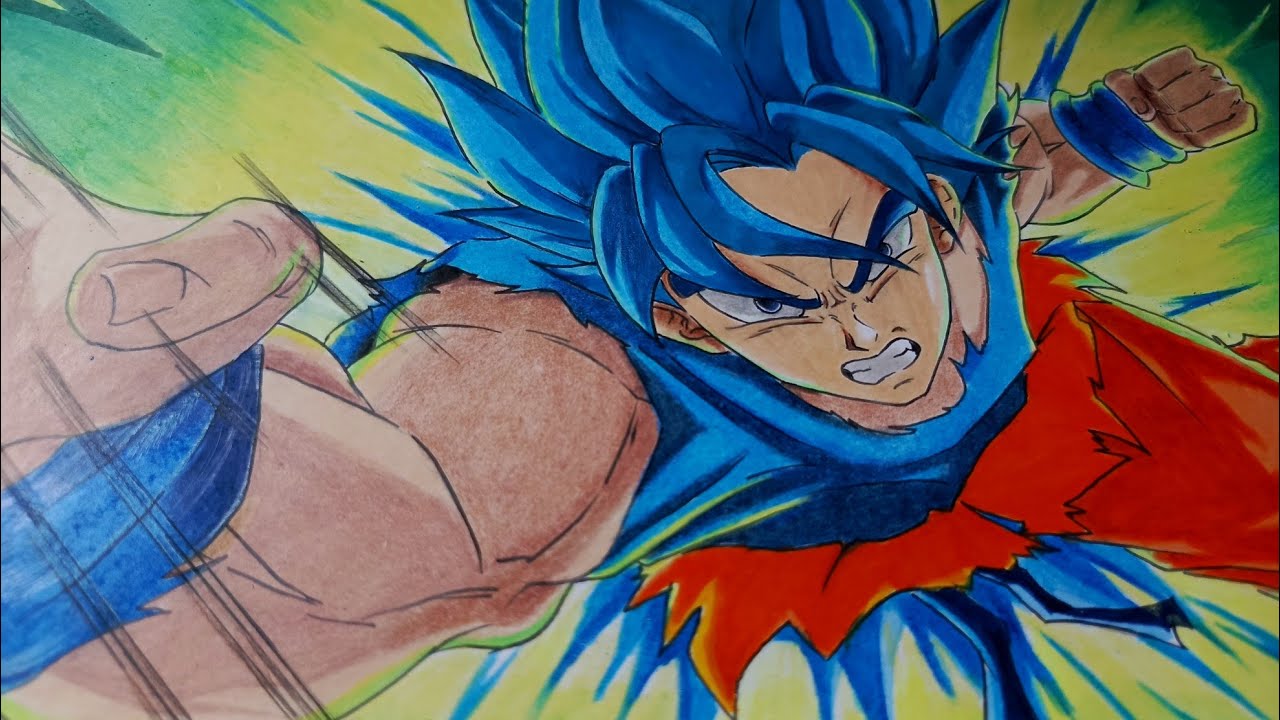 Drawing Goku ssb Dragón Ball Super - YouTube