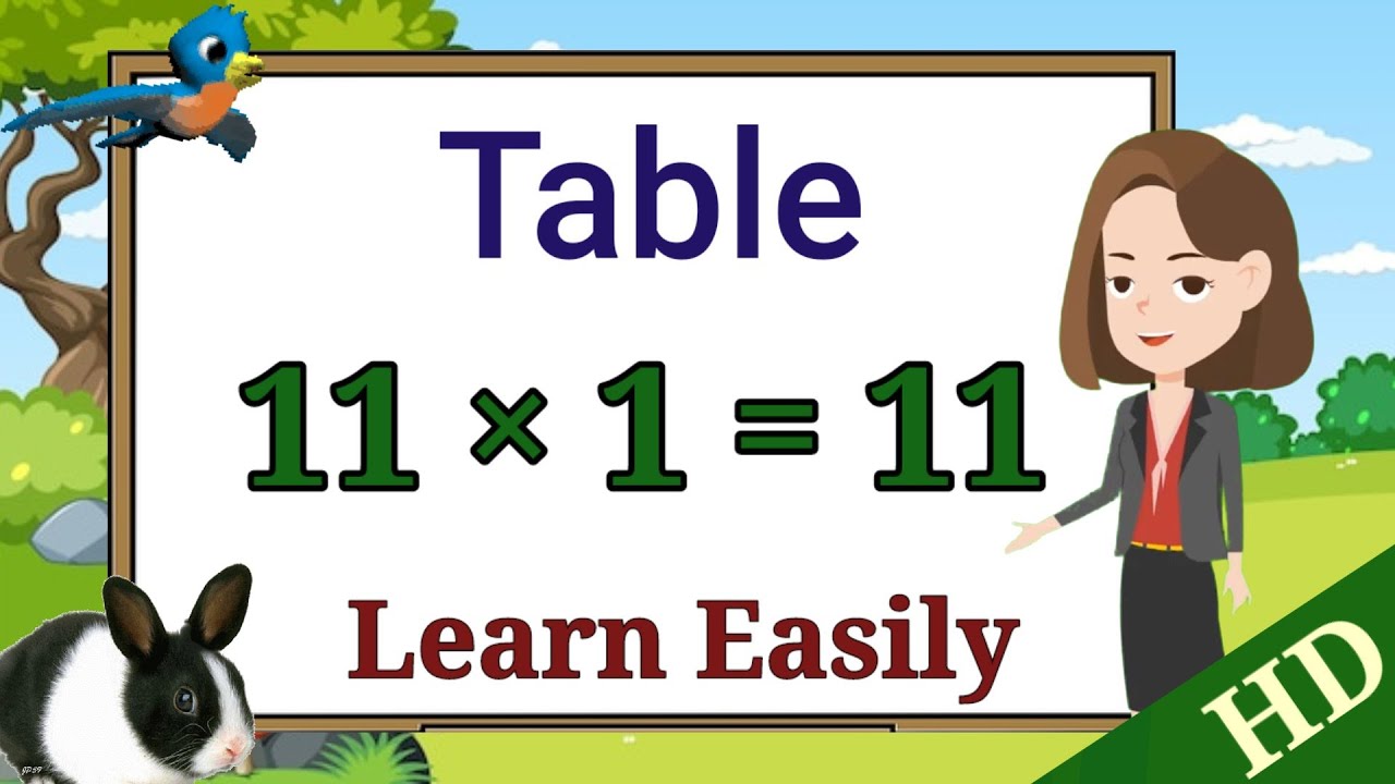 Table of eleven 11, 11×1=11 Multiplication, Table Song Multiplication ...