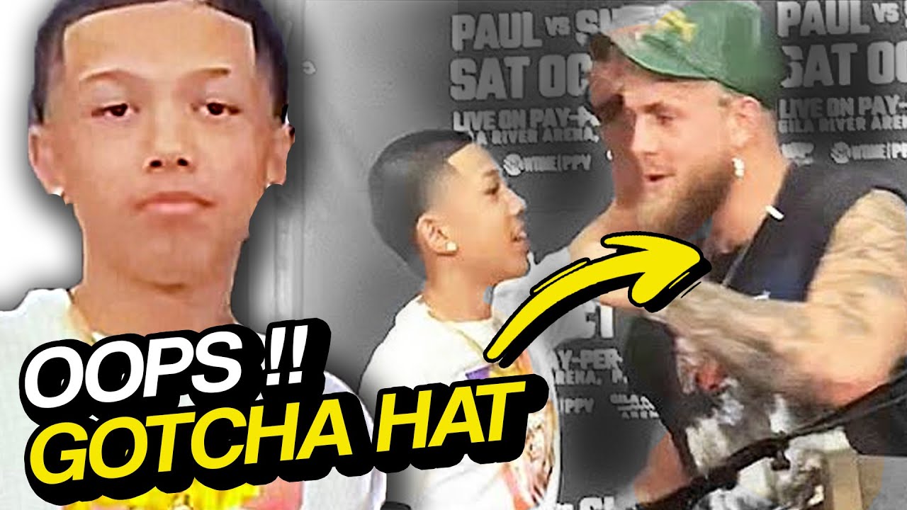 FAN SNATCHED JAKE PAUL HAT ....hit him with " GOTCHA HAT " - YouTube