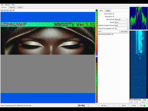 SSTV Image Received on 14.230 MHz USB by G4KJS in Whitstable UK on 2026-07-03 07:20Z. Robot 36