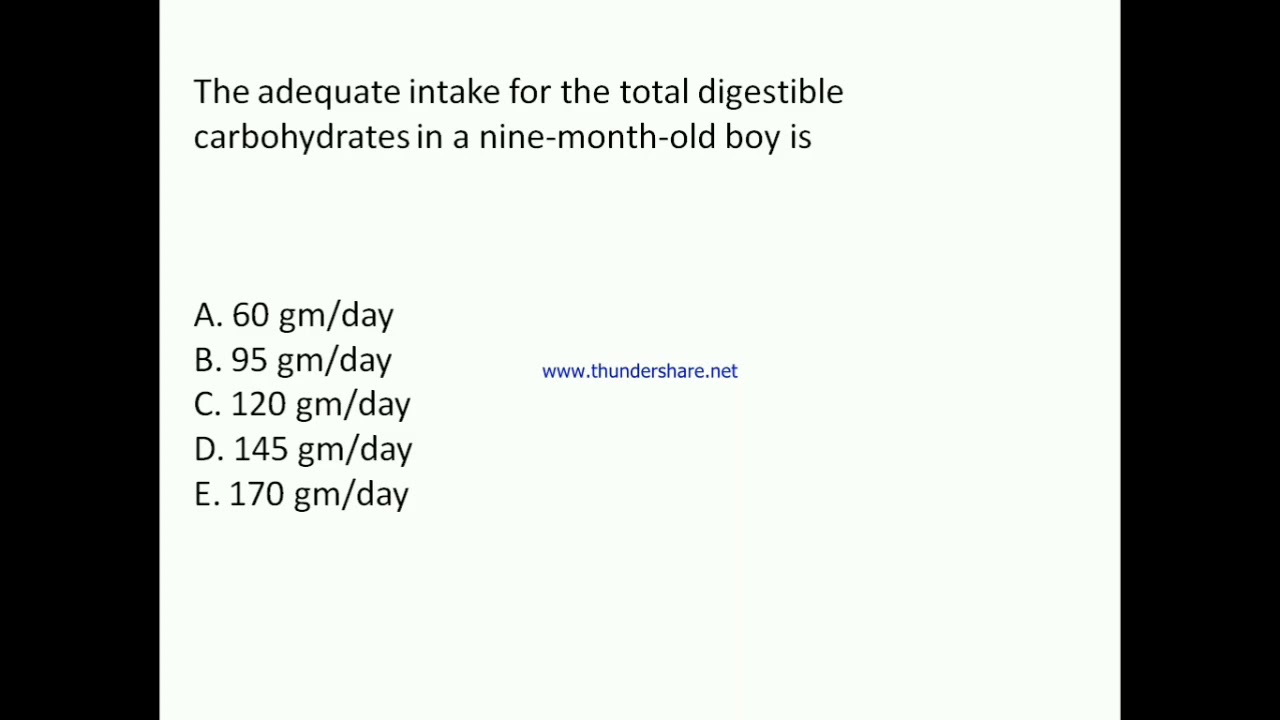 MCQ on nutrition requirements on children based on Nelson's part 2 ...