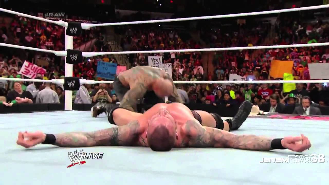 Batista "Batista Bomb" on Randy Orton - Raw - March 17, 2014 - YouTube