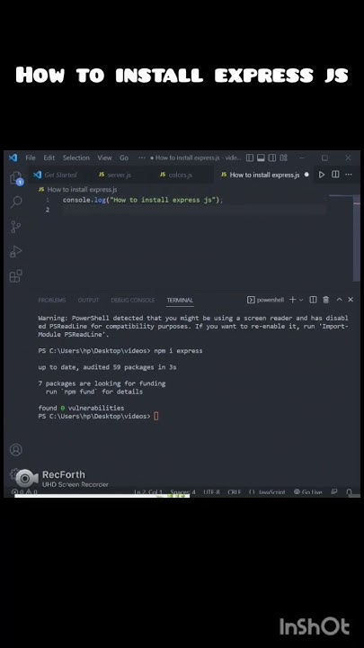 How to install express js.#shortvideo #shorts #code #webdesign #treanding #treanding - YouTube
