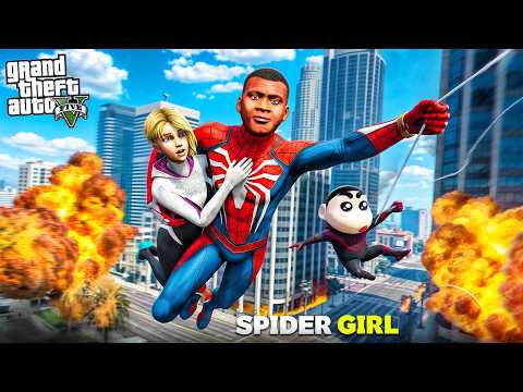 Franklin & Shinchan Saved Spider Girl 🕷️😱 | GTA 5 Malayalam