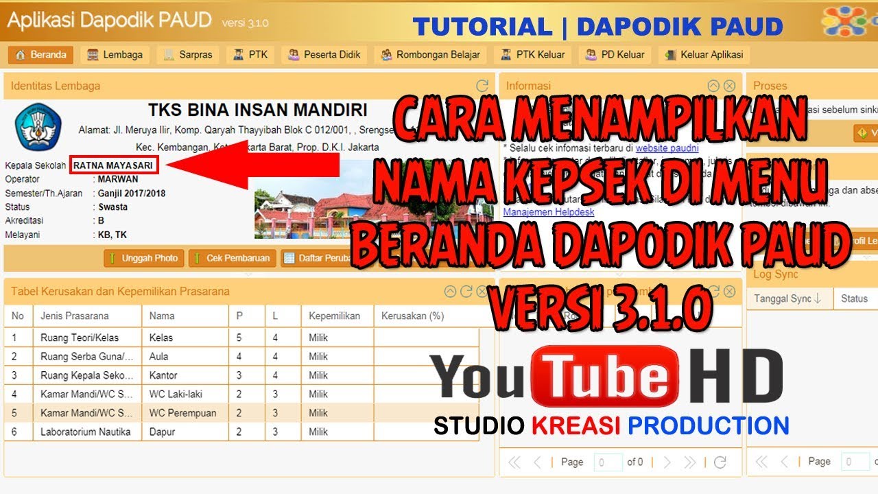 Tutorial Dapodik | Cara Menampilkan Nama Kepsek di Beranda Dapodik Paud ...