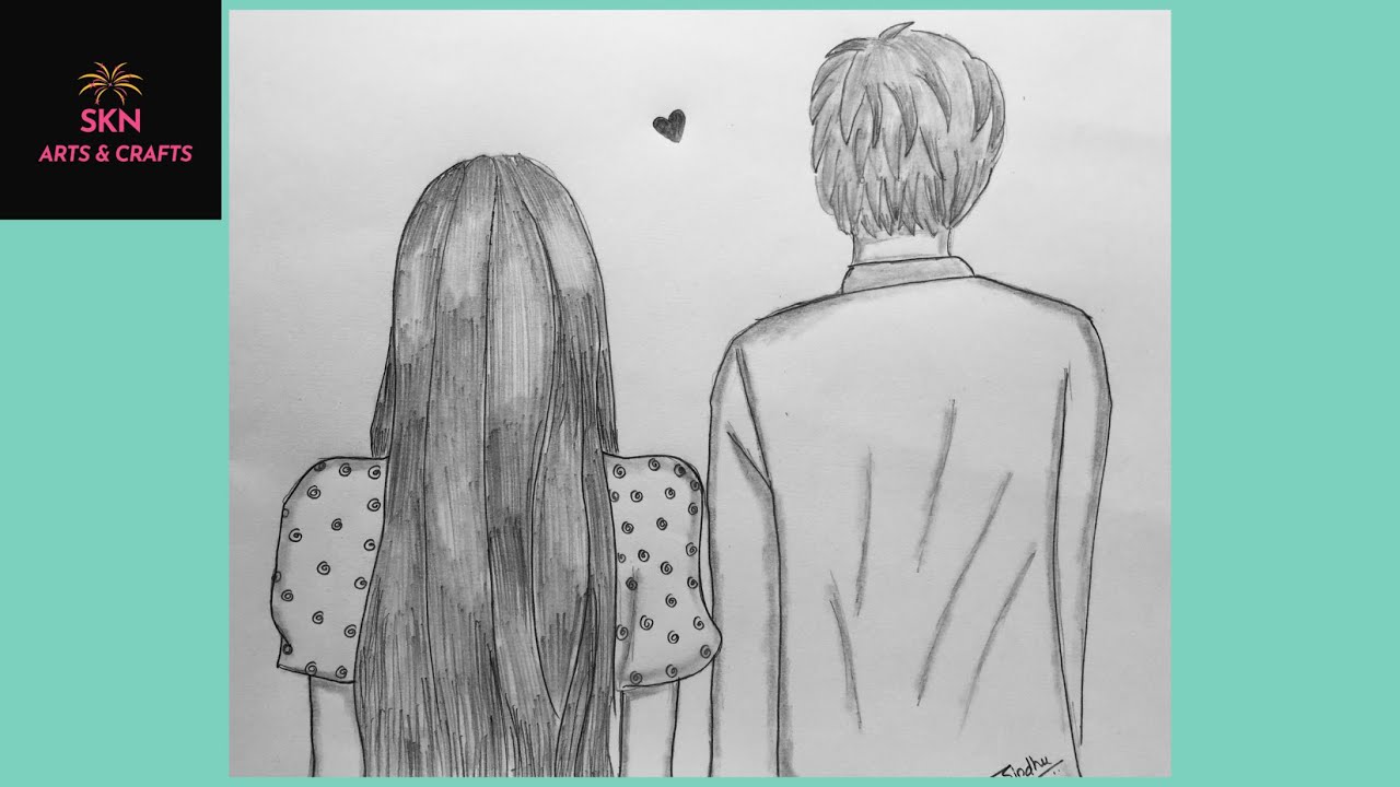 Couple Drawing From Back Side step by step pencil Sketch for Beginners ...