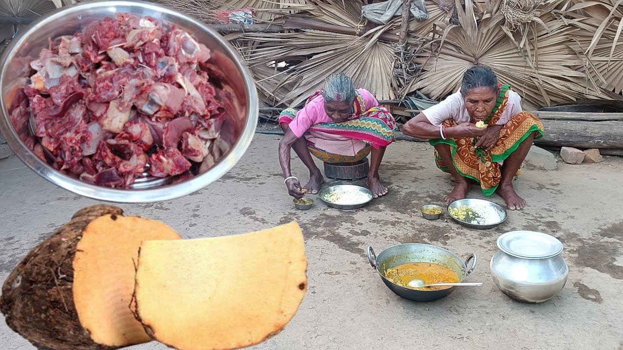 How to santali Grandmother cooking&eating COUNTRY chicken recipe with ...