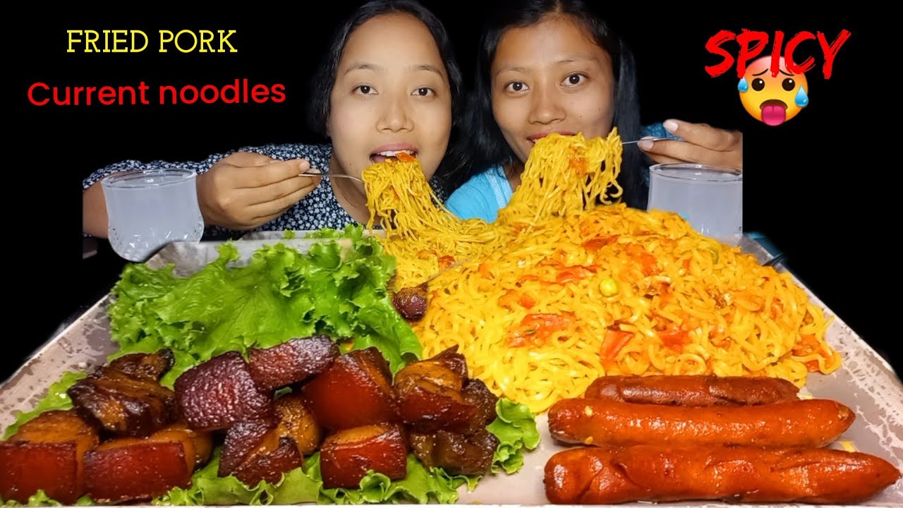 SPICY FRIED PORK, CURRENT NOODLES, BUFF SAUSAGE, LETTUCE @DMANsisters ...