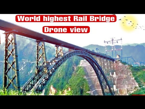 World highest Rail bridge drone view | Chenab highest bridge drone ...