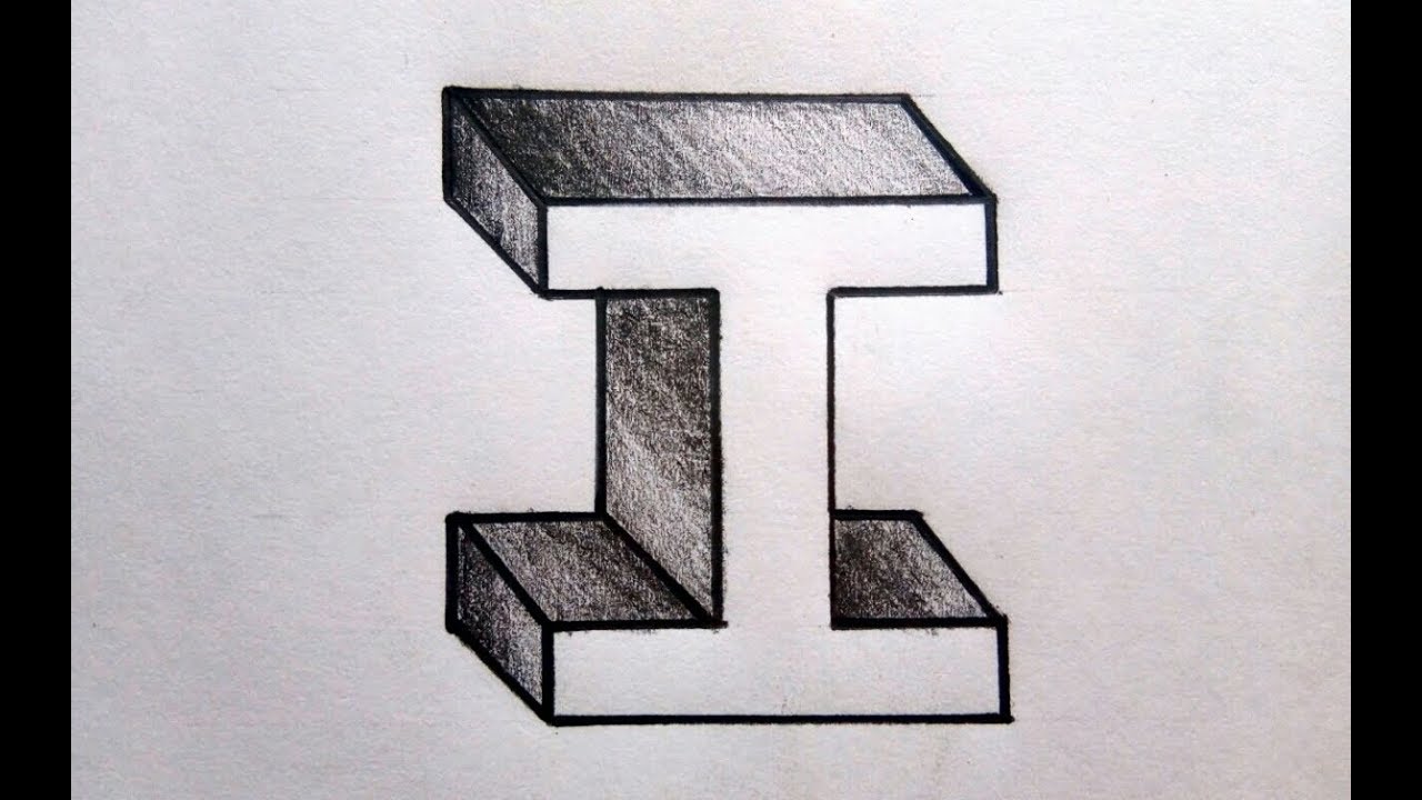 How to draw the letter I 3D - YouTube