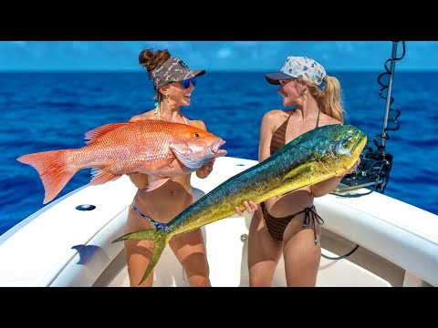 Only The Girls Caught Big Fish | 100 Miles Offshore in the Gulf | Red Snapper Catch Clean Cook