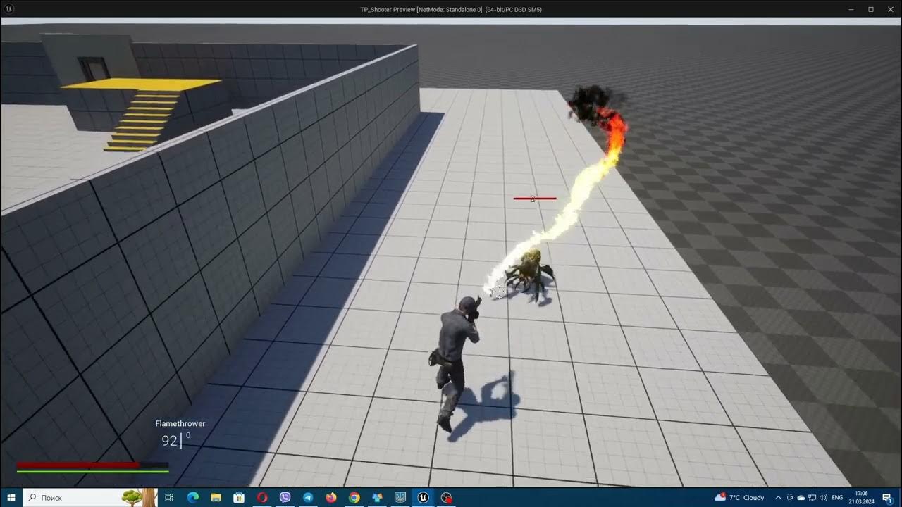 unreal engine 5 flamethrower weapon - YouTube