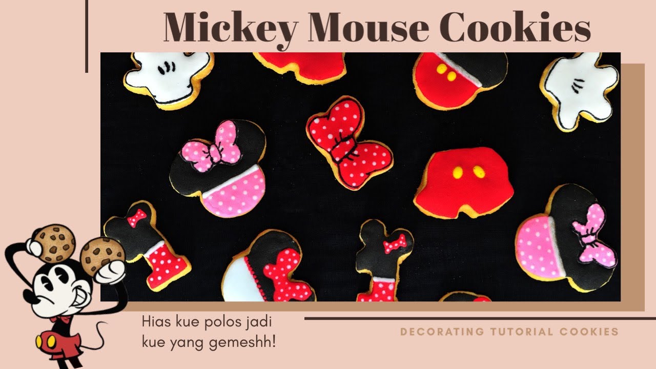 Tutorial menghias kue kering | MICKEY MOUSE COOKIES - YouTube