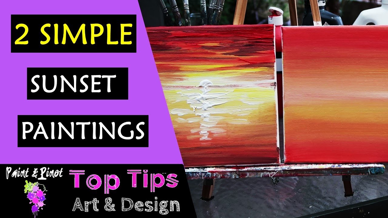 Acrylic painting for beginners - how to paint simple sunsets with a ...