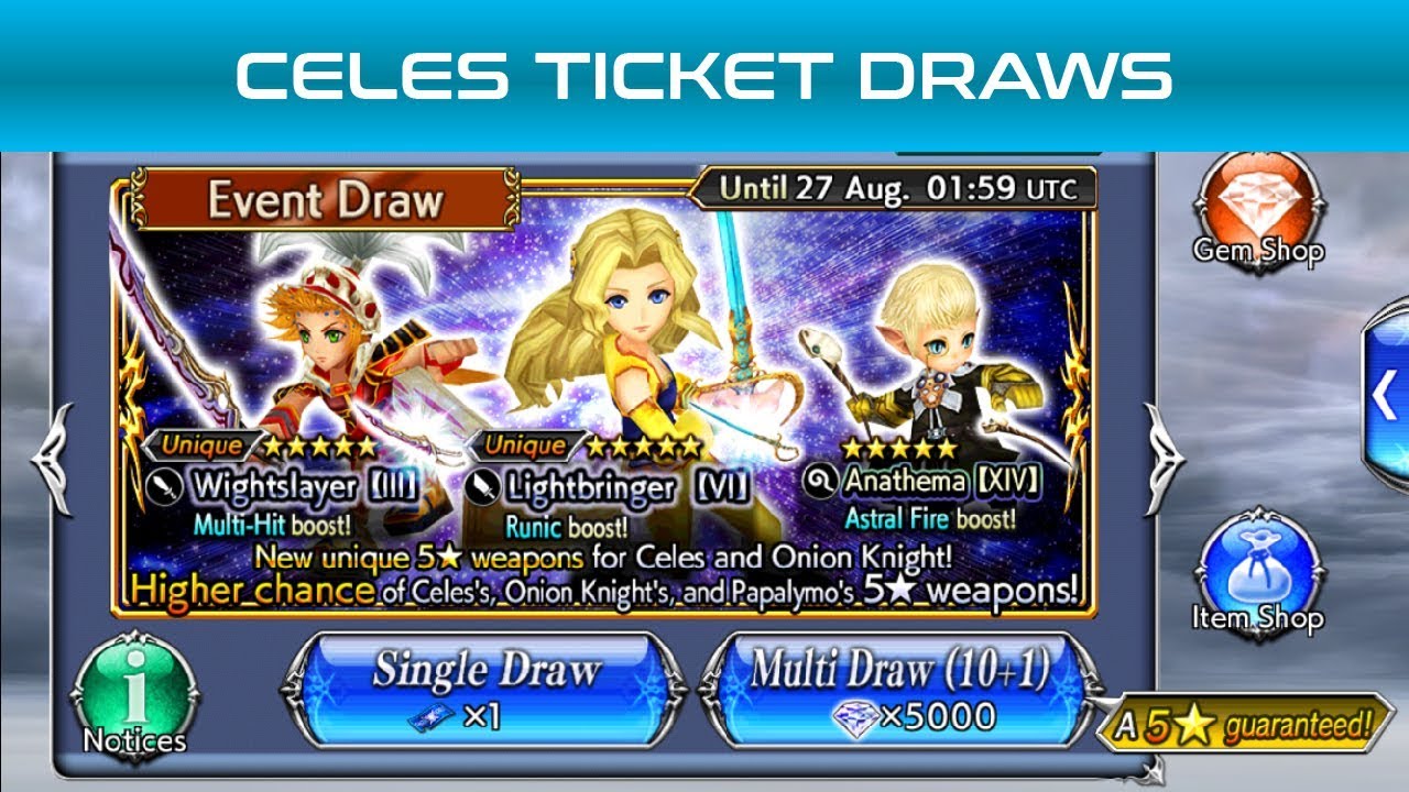 Dissidia Final Fantasy: Opera Omnia - Celes Ticket Draws - YouTube