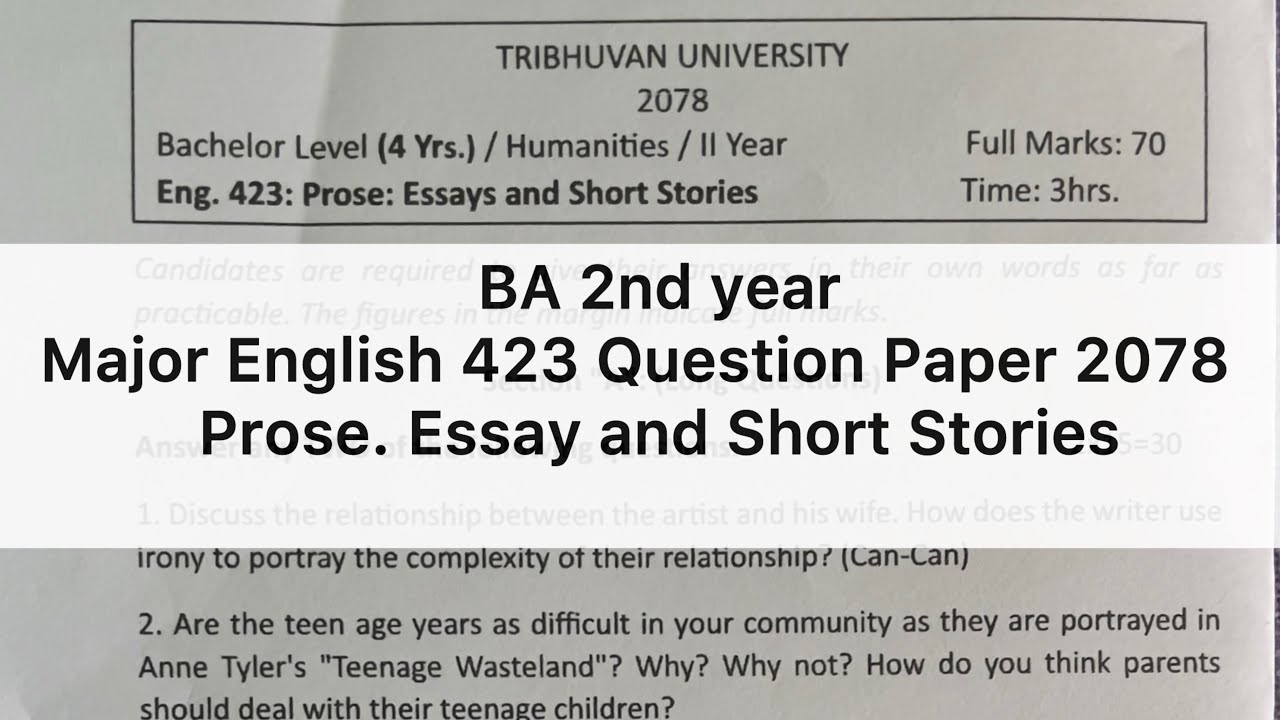 BA 2nd year Major English 423 Question Paper 2078 || Prose Essay and ...