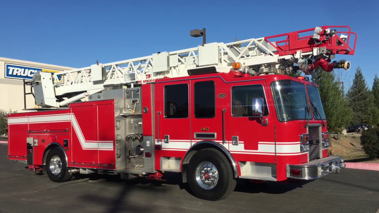 2005 KME Panther 75' AerialCat Rearmount Ladder Truck - YouTube