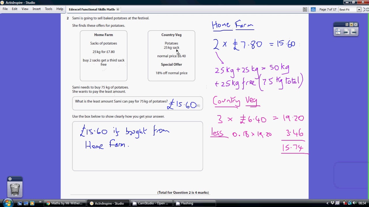 Edexcel Functional Skills Mathematics Level 2 12 16 June 2017 Q2 edexcel-functional-skills-mathematics-level-2-12-16-june-2017-q2