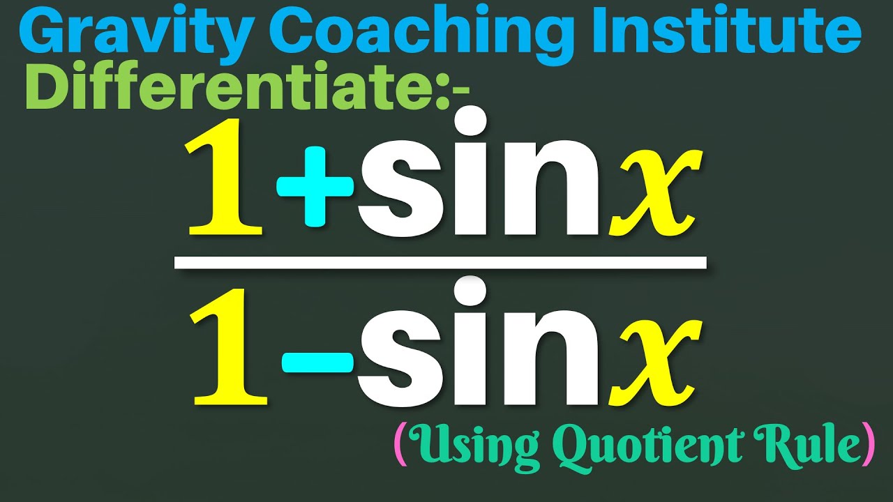 Differentiate 1 sin x 1 sin x Derivative Of 1 Sin X By 1 Sin