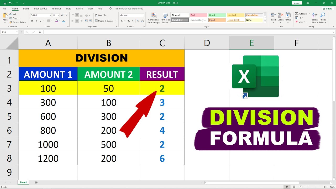 How To Use Division Formula In Excel Sheet YouTube How To Use Division Formula In Excel Sheet YouTube