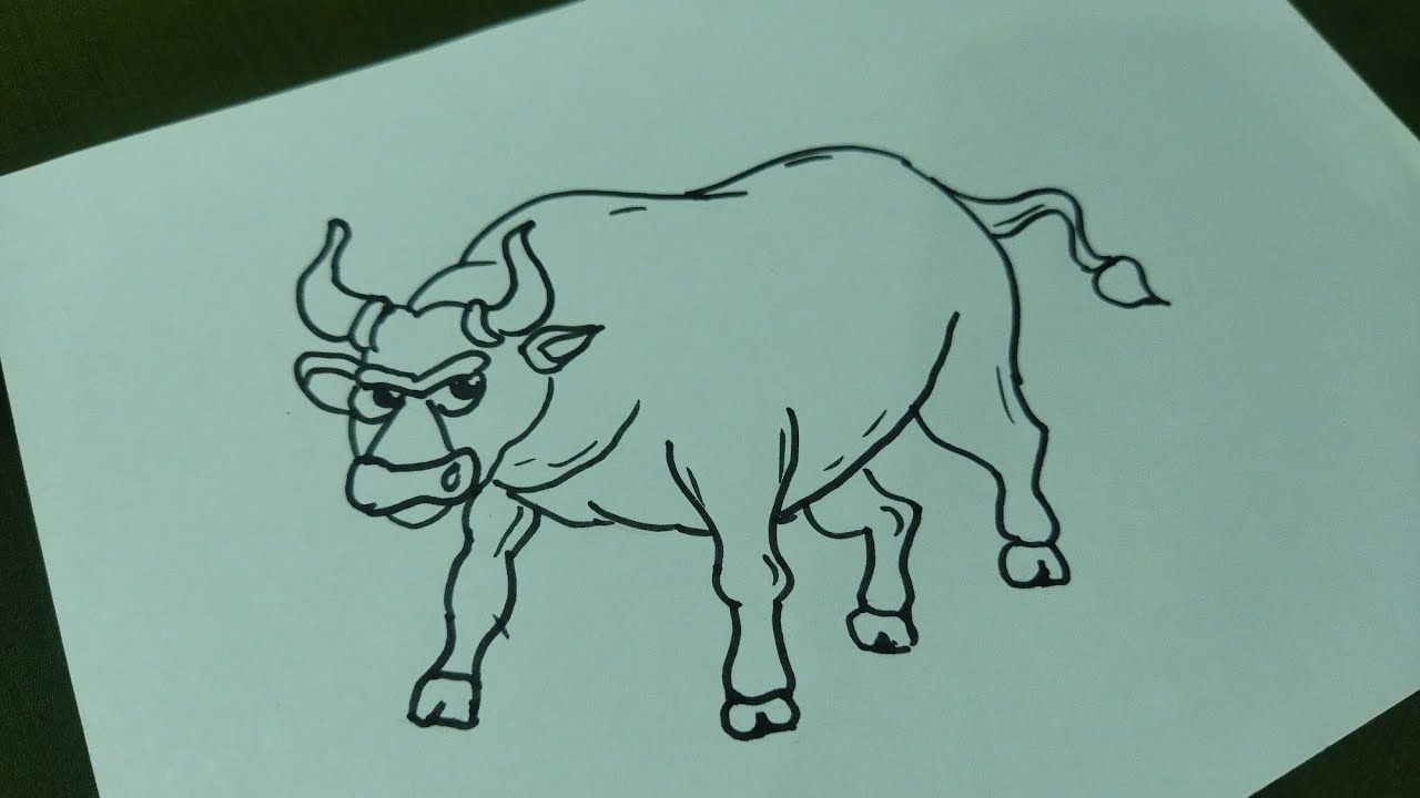 how to draw a buffalo 🦬 | easy way to draw a buffalo | Hari arts ...
