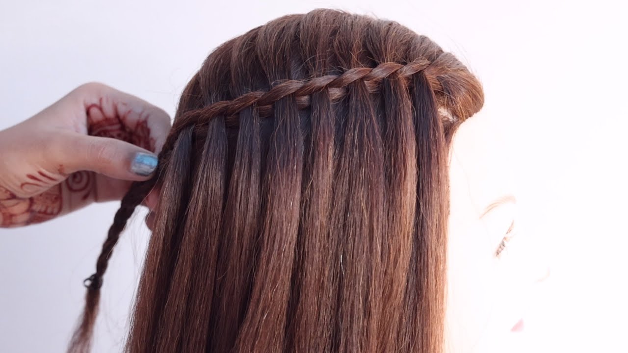 3 sweet waterfall hairstyle for special day | hair style girl | cute ...