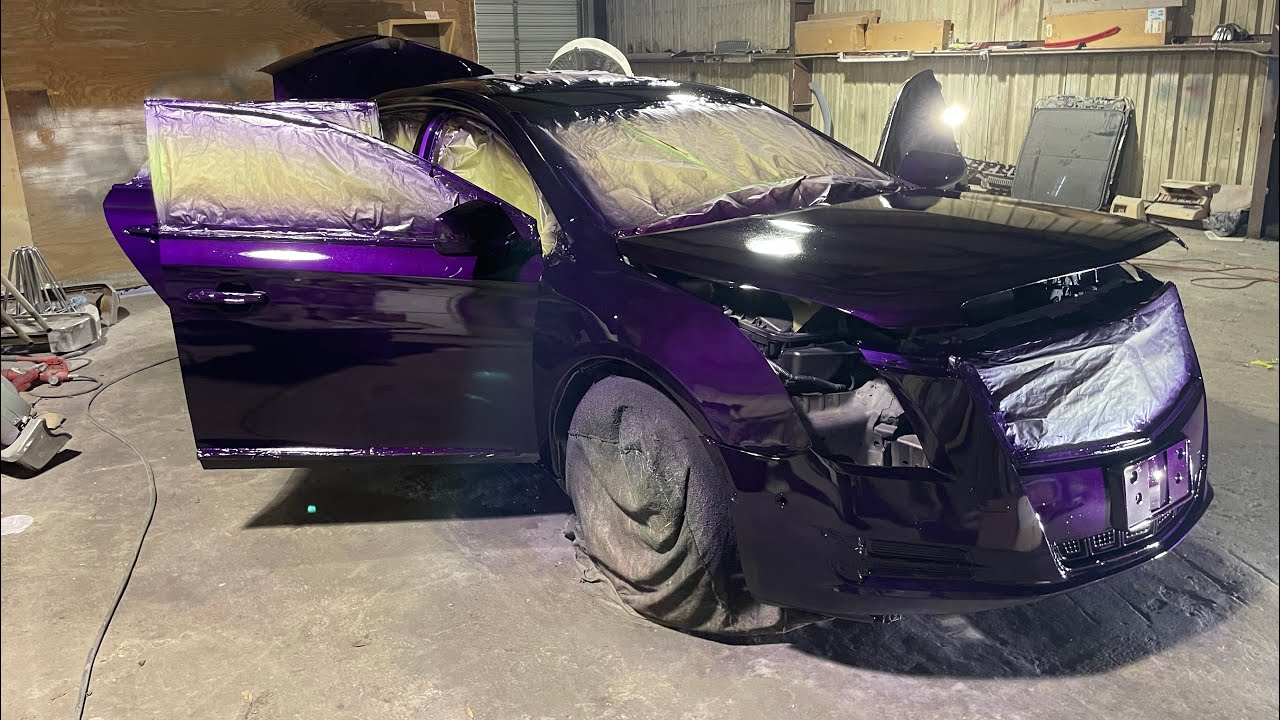 2013 xts caddilac smashed front end fixed and paint candy purple and ...