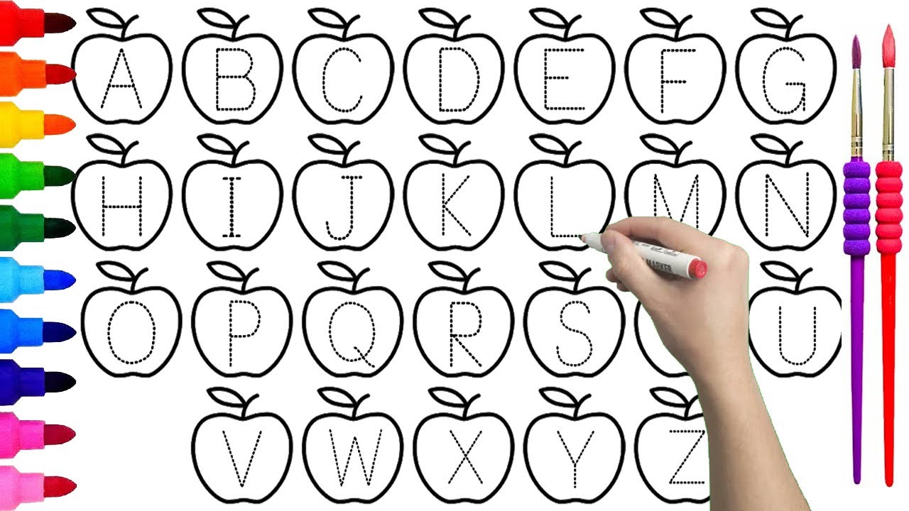 ABCDEFGH | A for Apple B for Ball C for Cat | ABC for Kids | Coloring ...