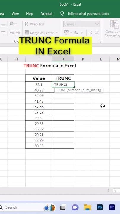 How To Use TRUNC Formula In Excel #excel #advanceexcel #shorts # ...