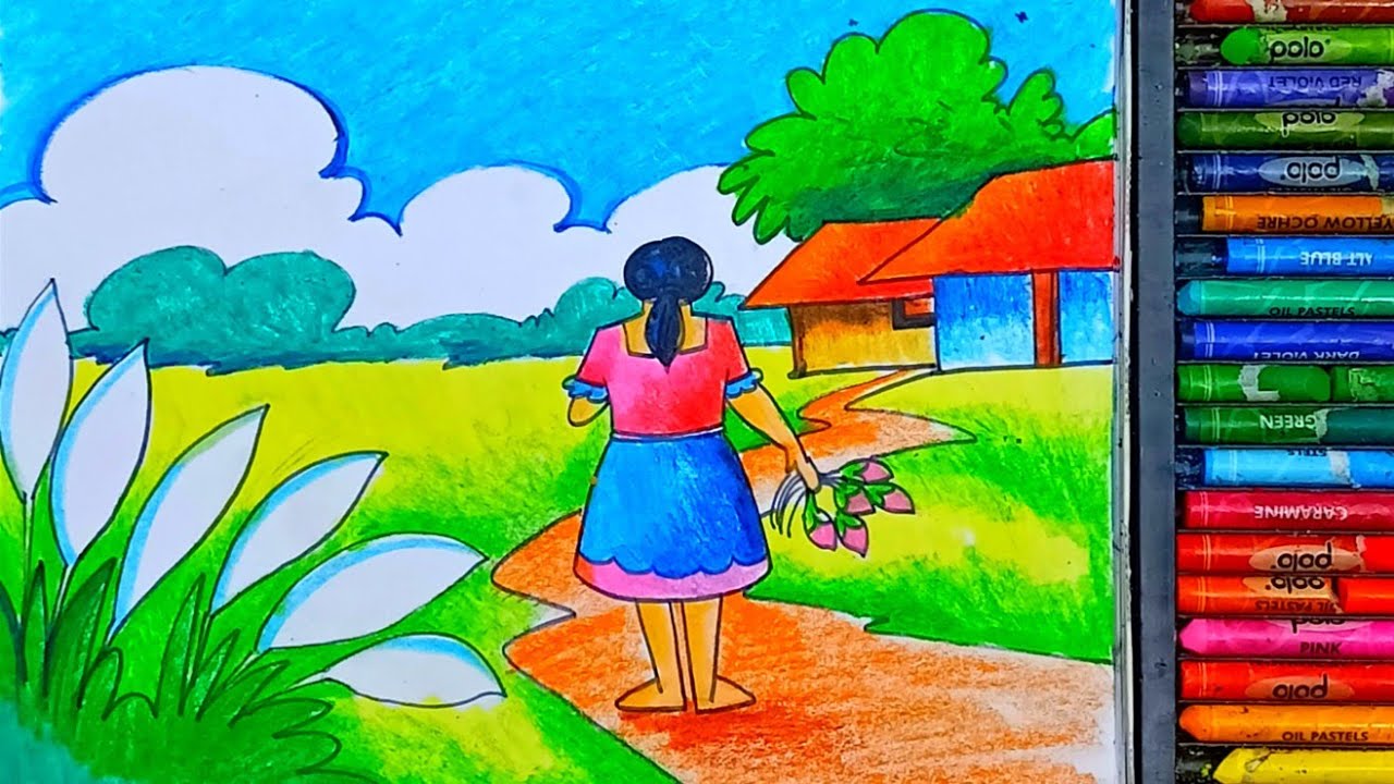 Oil Pastel Durga Puja Drawing,| Durga puja drawing for beginners, Easy ...