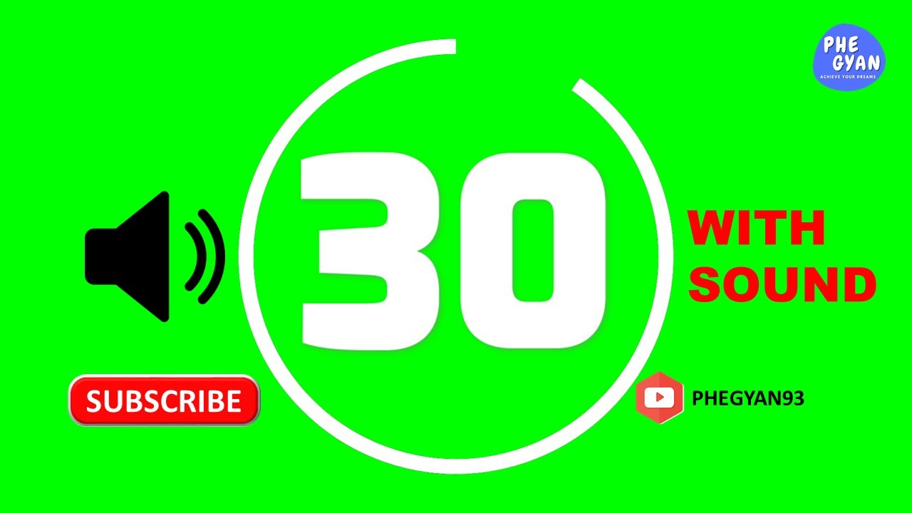 Circle white 30 seconds Green Screen Timer with Sound @PHEGYAN93 - YouTube