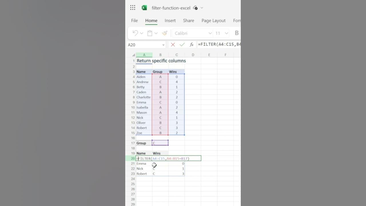 Return Specific Columns using Filter Function in Excel #exceltech #excelfunction #excelgyan ...