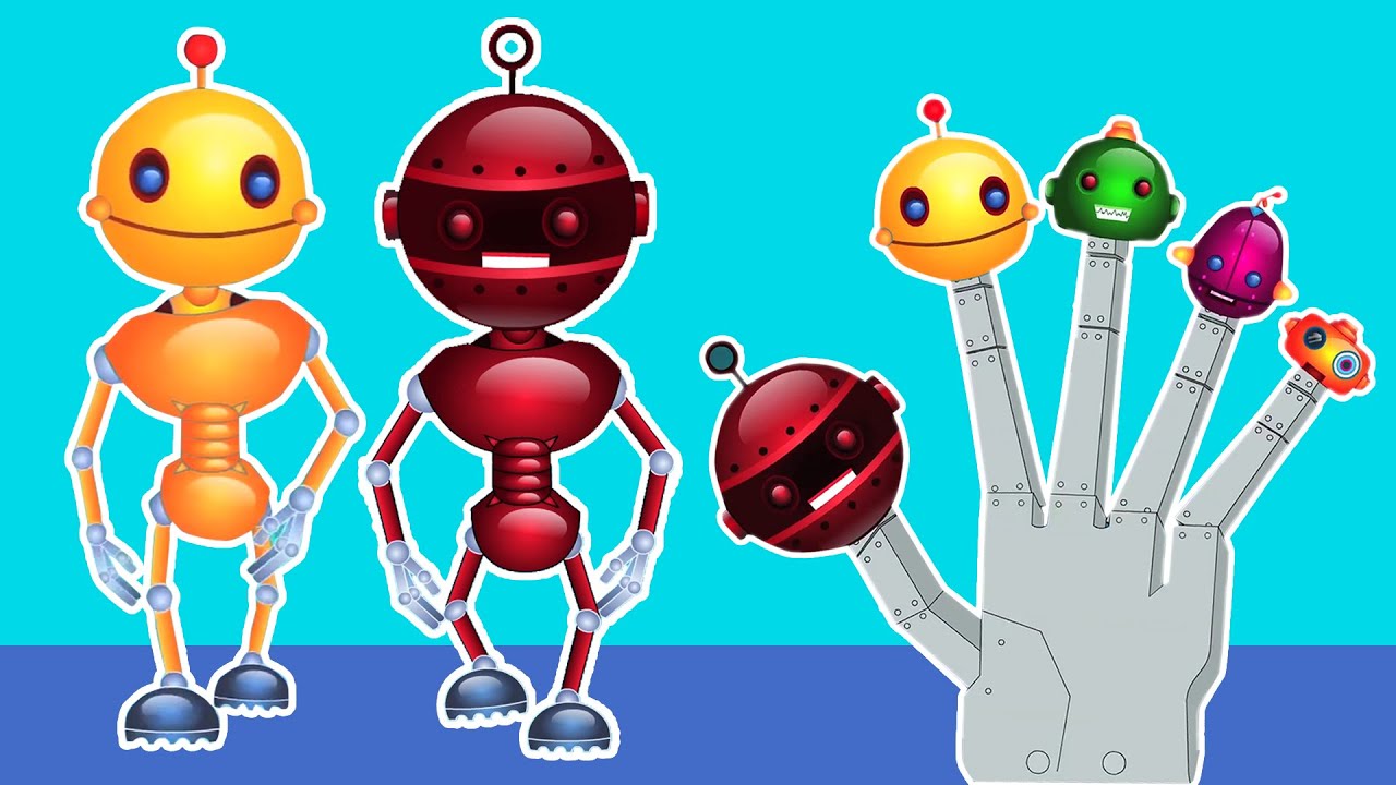 gia đình ngón tay robot | bài hát gia đình | Nursery Rhyme | Robots ...