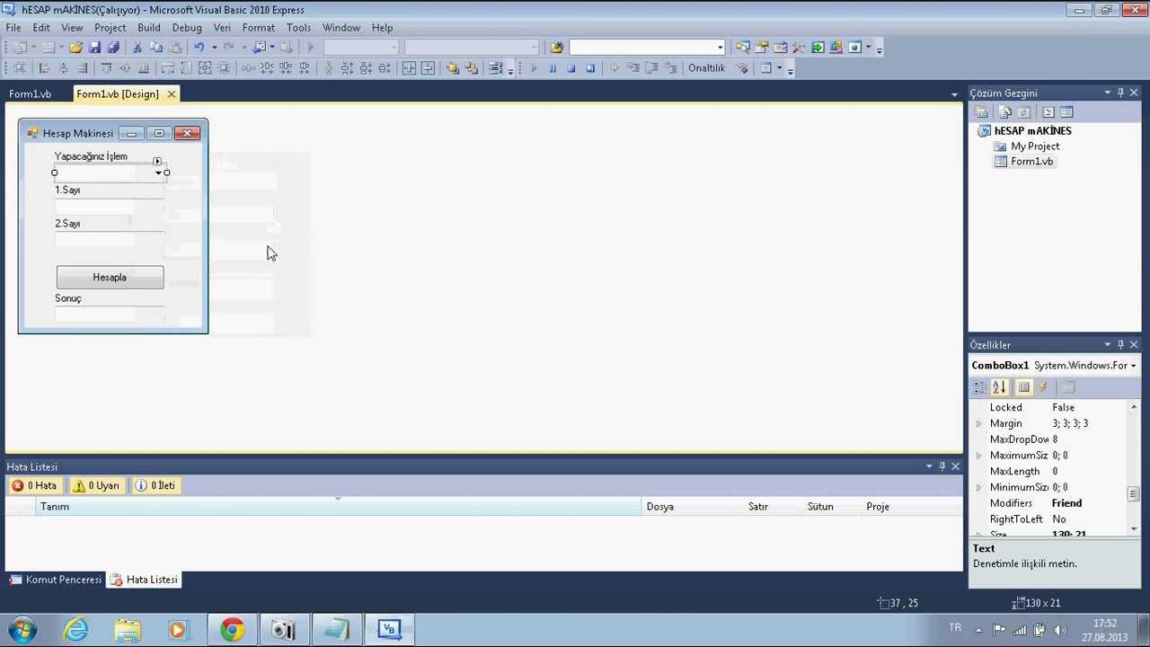 Microsoft Visual 2010 Combobox İle Hesap Makinesi Yapımı - YouTube