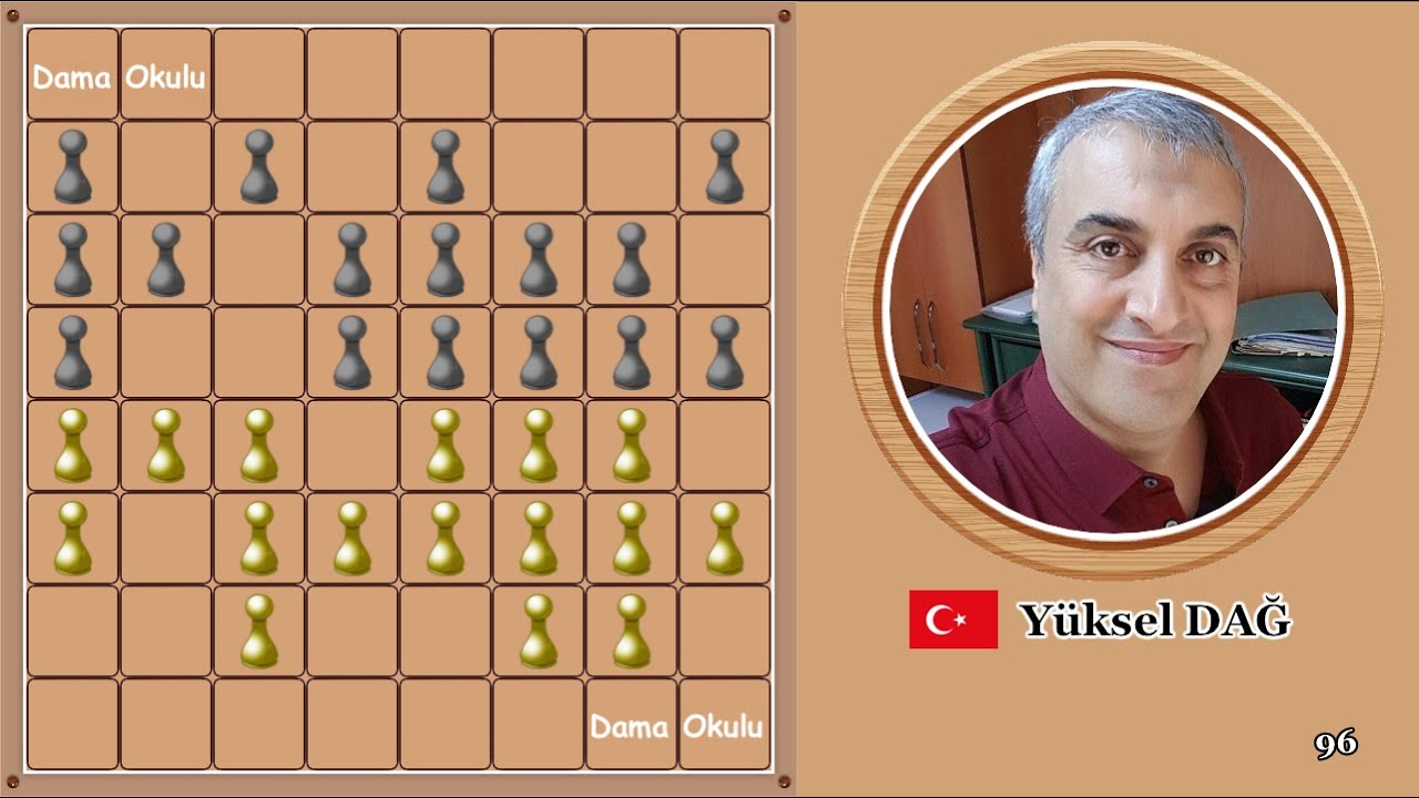 TÜRK DAMASI | DAMA NASIL OYNANIR | Yüksel DAĞ | BEYAZ TAŞLAR İÇİN ÖRNEK ...