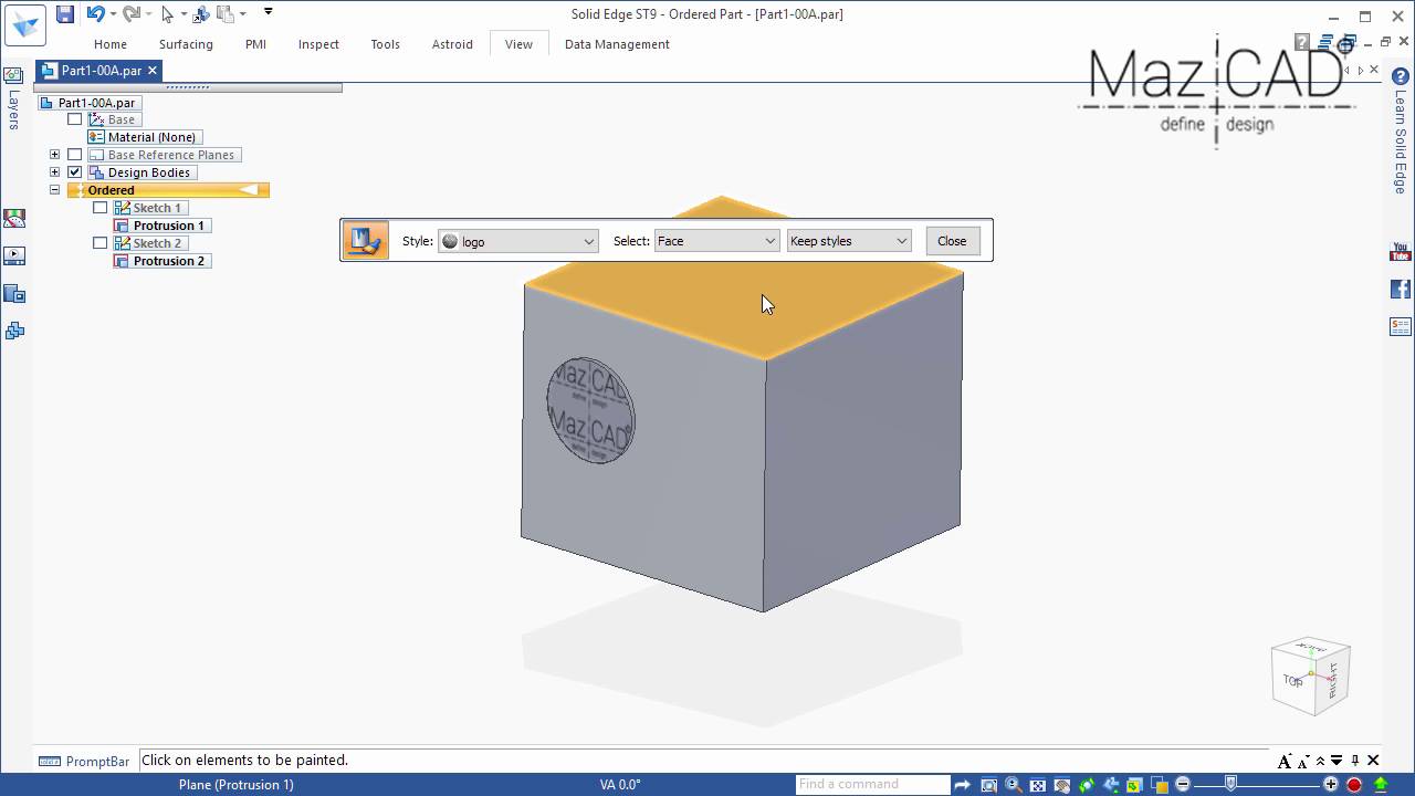 Solid Edge ST9 - Face style and pattern demo - YouTube