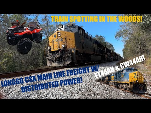 Train Spotting In The Woods On ATVS! LONG CSX Main Line Freight Trains ...
