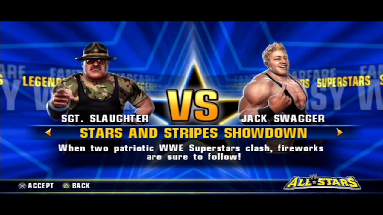 WWE All-Stars - Sgt. Slaughter VS Jack Swagger - YouTube