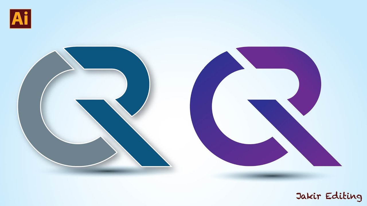 C R logo design | illustrator logo design tutorial | adobe illustrator ...